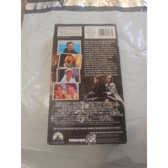 unknown | Media | The Talented Mr Ripley Vhs 200 Matt Damon Gwyneth Paltrow Jude Law | Poshmark